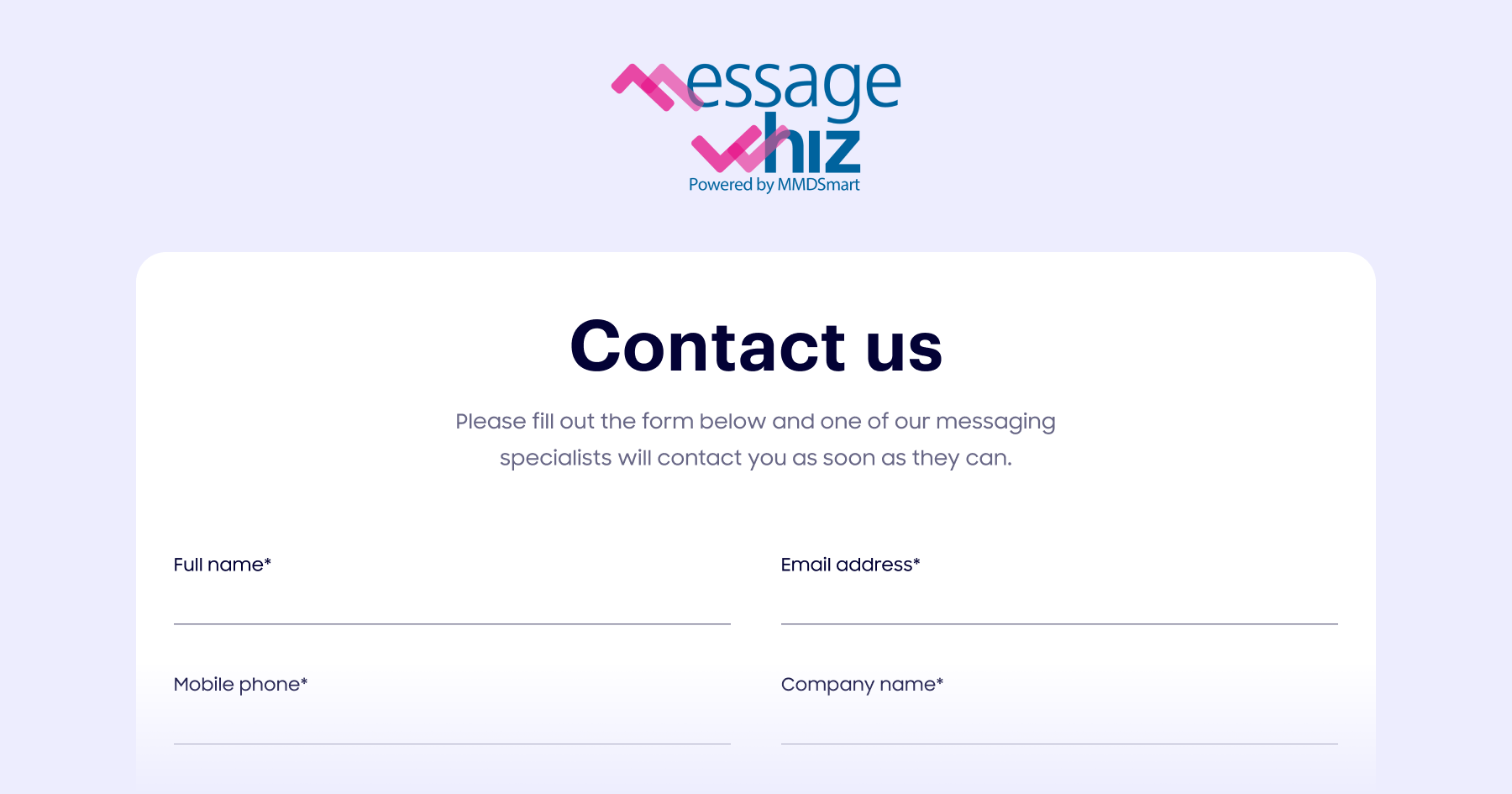 MessageWhiz Contact - Your Business SMS Solution Partner